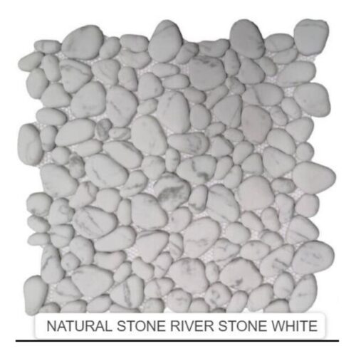 NATURAL STONE RIVER STONE WHITE - Crown Floors and Decor